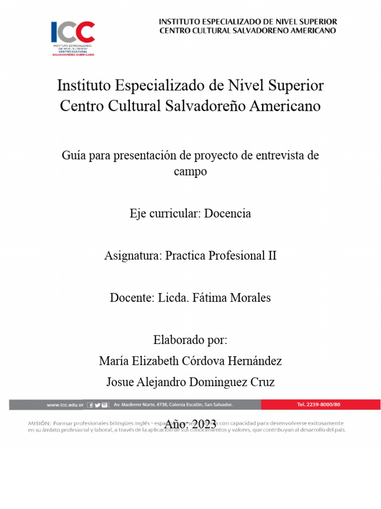 Guía para Presentación de Proyecto de Entrevista de Campo 3 | Descargar gratis PDF | Enseñando ...