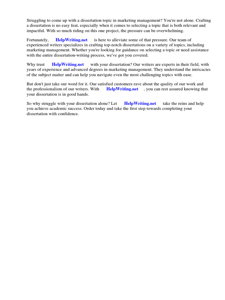 Dissertation Topics in Marketing Management | PDF | Marketing | Digital ...