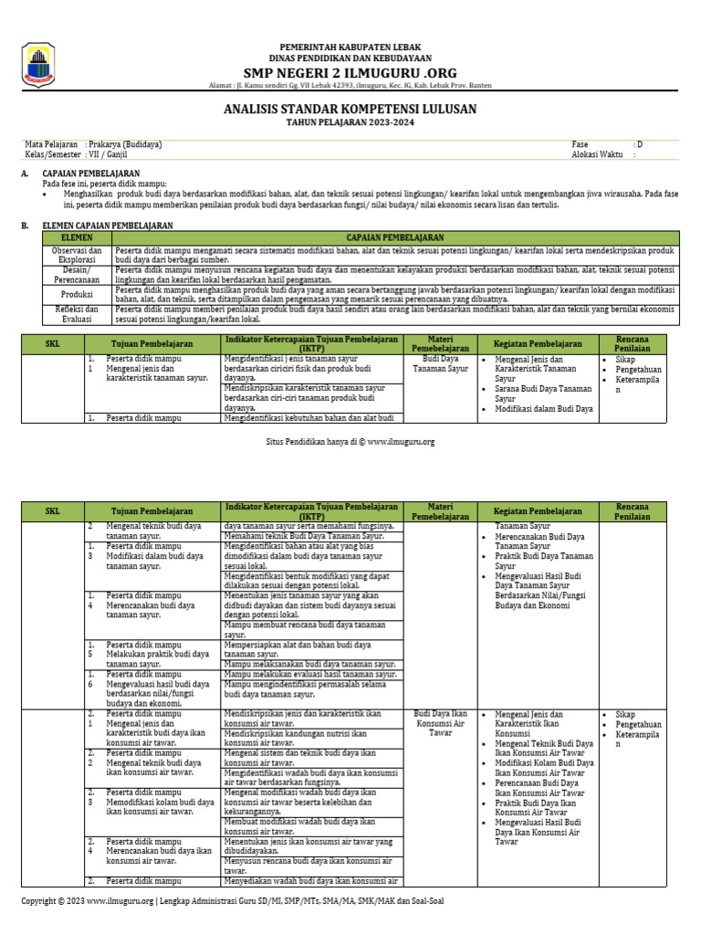 Analisis Standar Kompetensi Lulusan (SKL) | PDF
