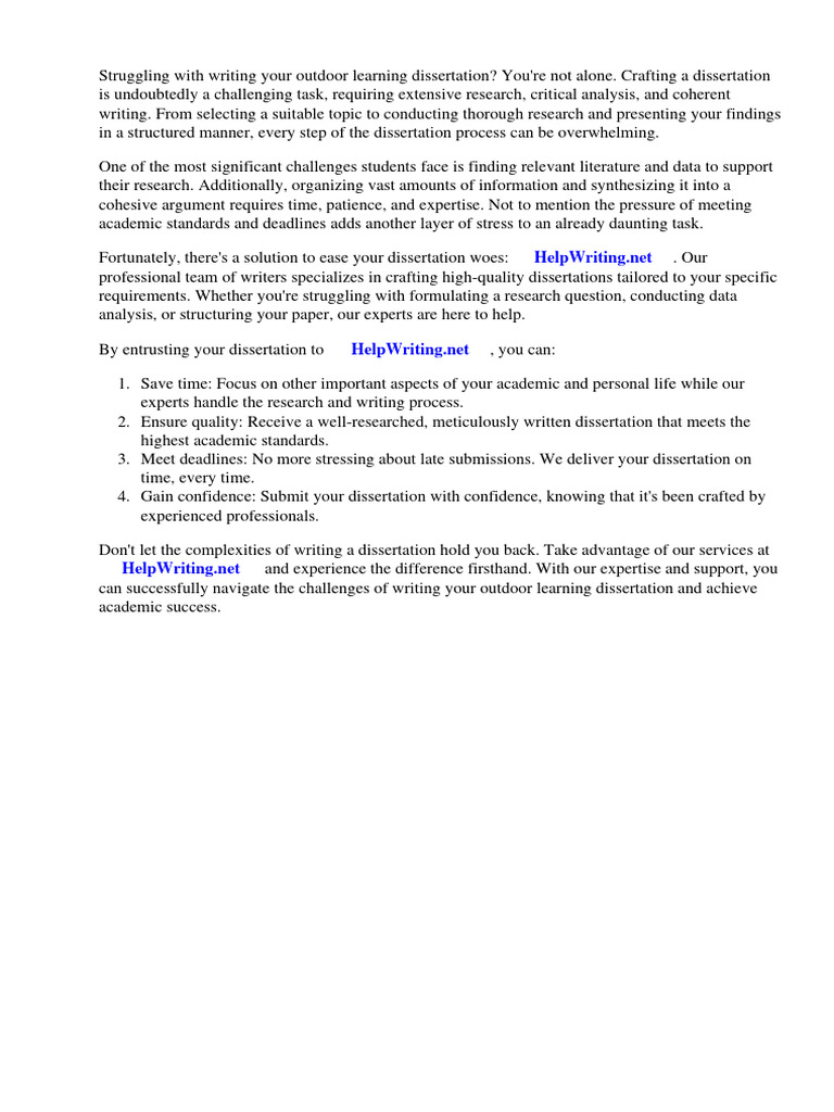 Outdoor Learning Dissertation Example | PDF | Learning | Creativity