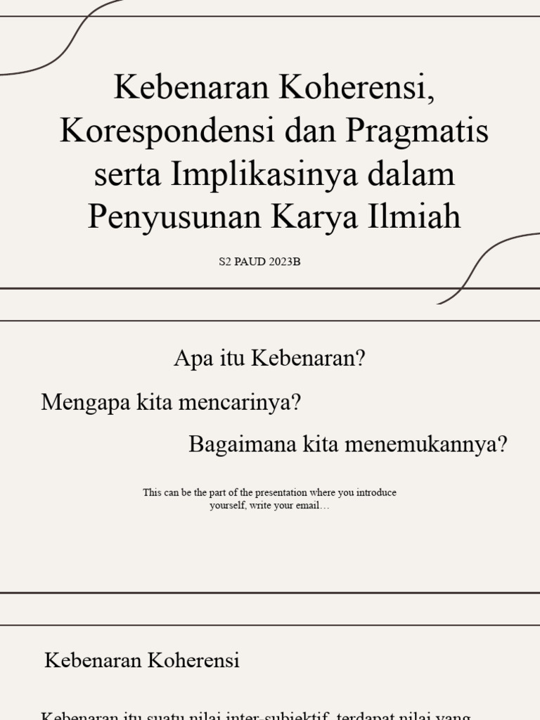 Koherensi Korespondensi Pragmatis | PDF