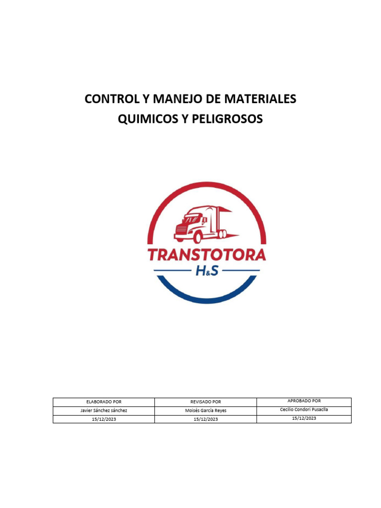 50. Control y Manejo de Materiales Químicos y Peligrosos | PDF ...