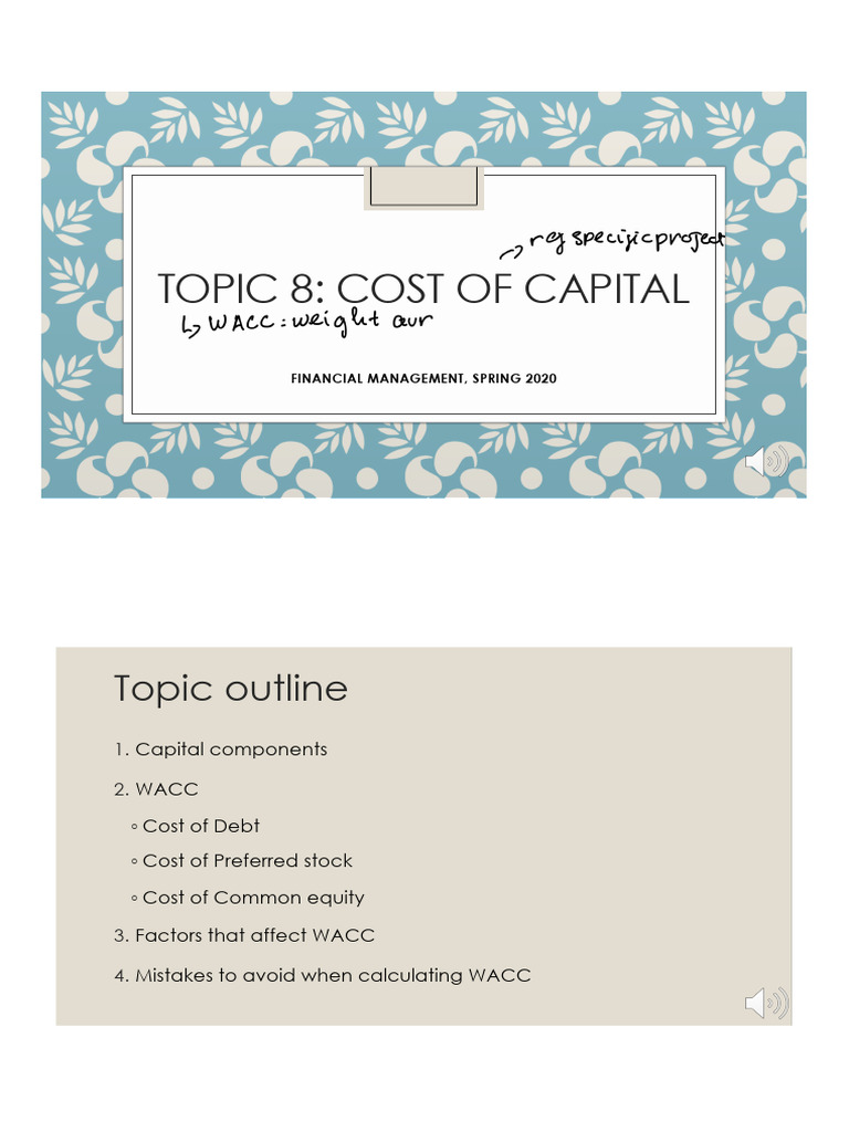Topic 8 (1) Cost of Capital | PDF | Cost Of Capital | Preferred Stock