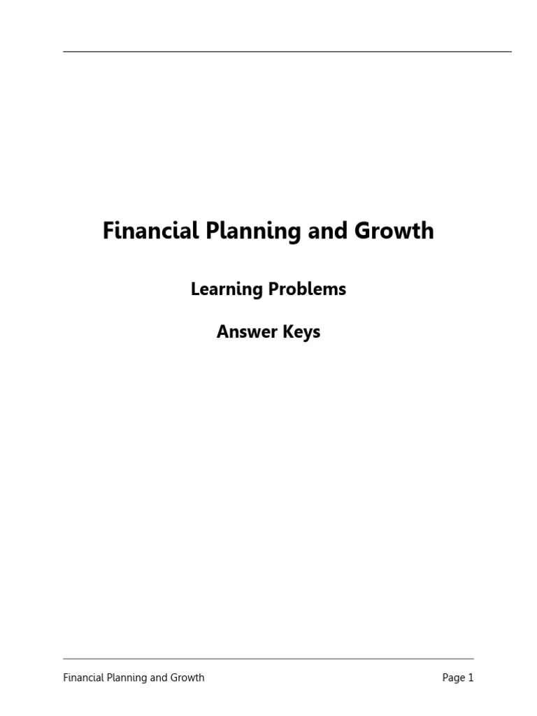 Answer Keys - Financial Planning and Growth | PDF | Equity (Finance ...