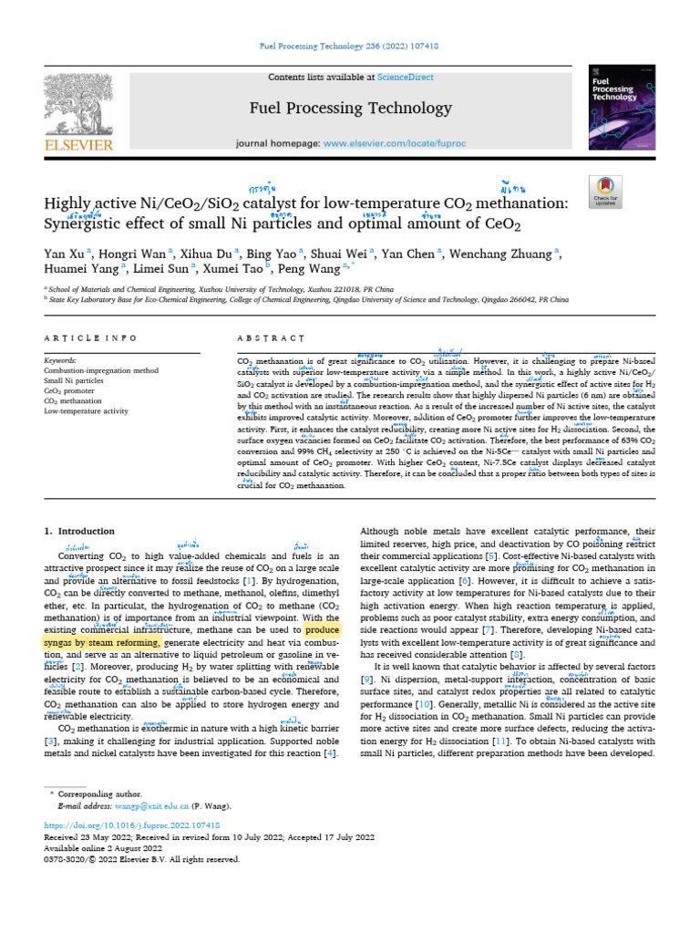 1 Highly Active Ni Ceo2 Sio2 Catalyst For Low Temperature Co2 Methanation Synergistic Effect Of