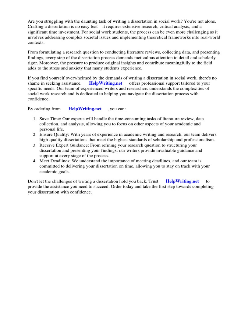 Dissertation Examples Social Work | PDF | Thesis | Social Work