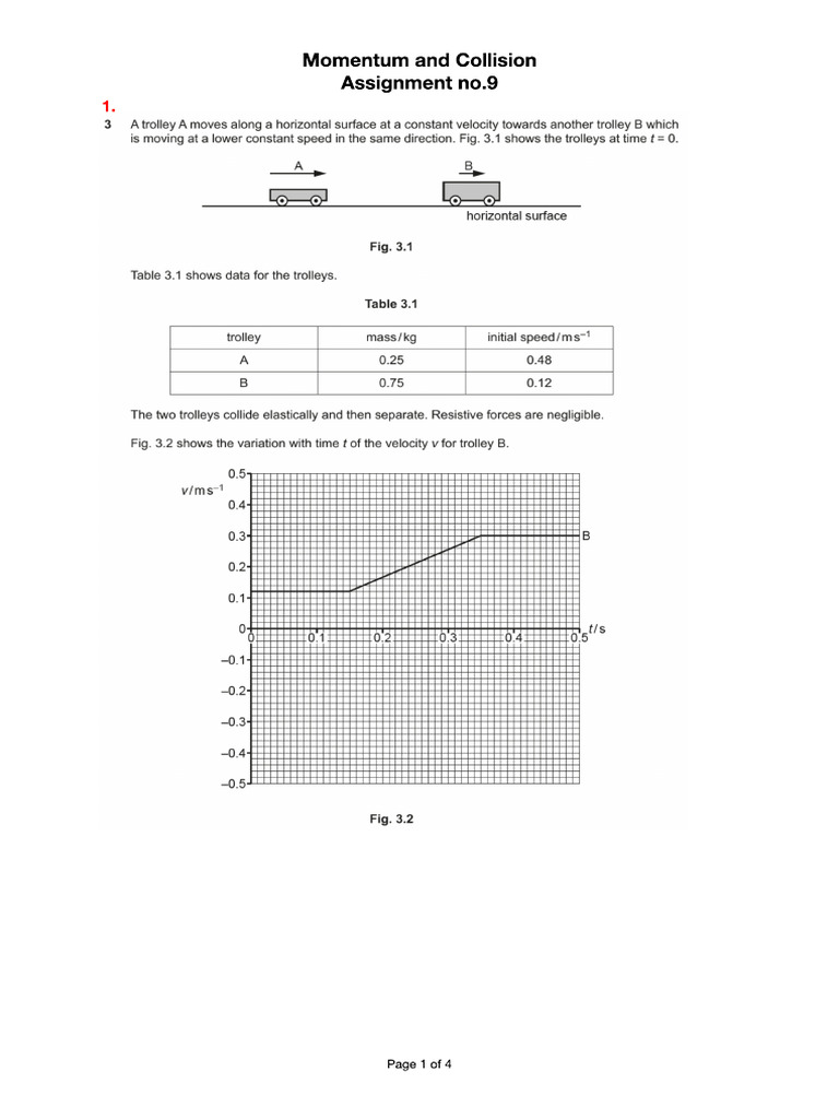 Assignment No.9 Momentum and Collision | PDF