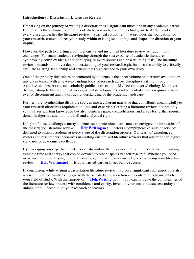 Introduction Literature Review Dissertation Download Free Pdf