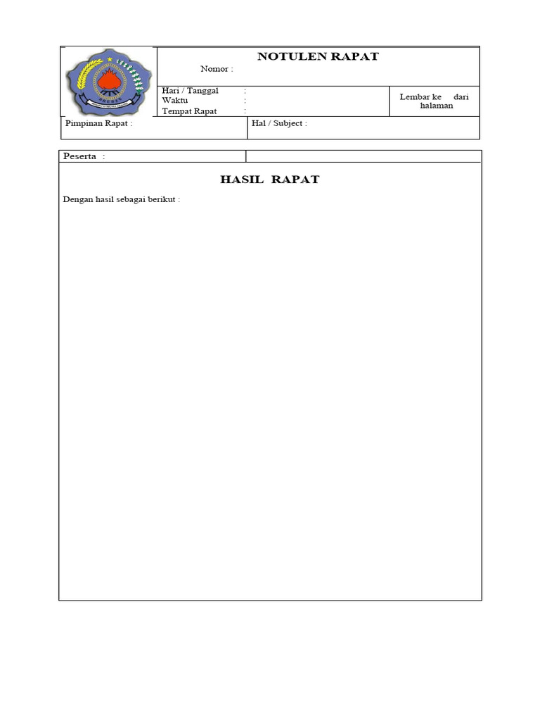 Contoh Format Notulen Rapat | PDF