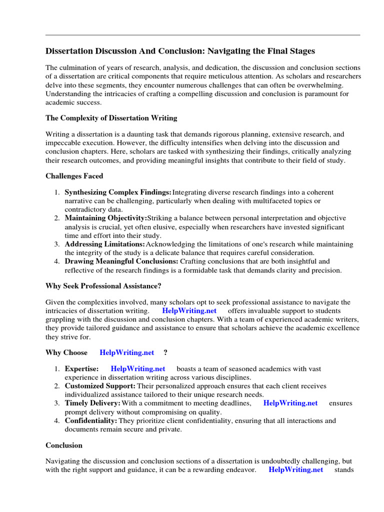 Dissertation Discussion and Conclusion | PDF | Thesis | Essays