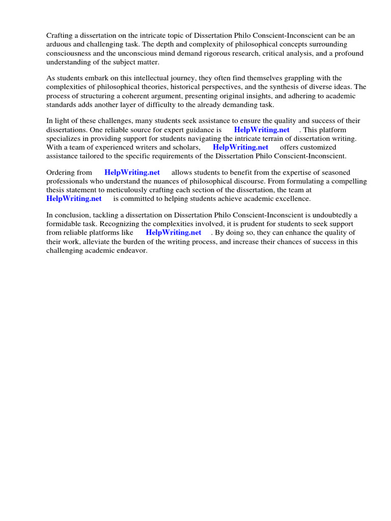 Dissertation Philo Conscient-Inconscient | PDF | Essays | Thesis