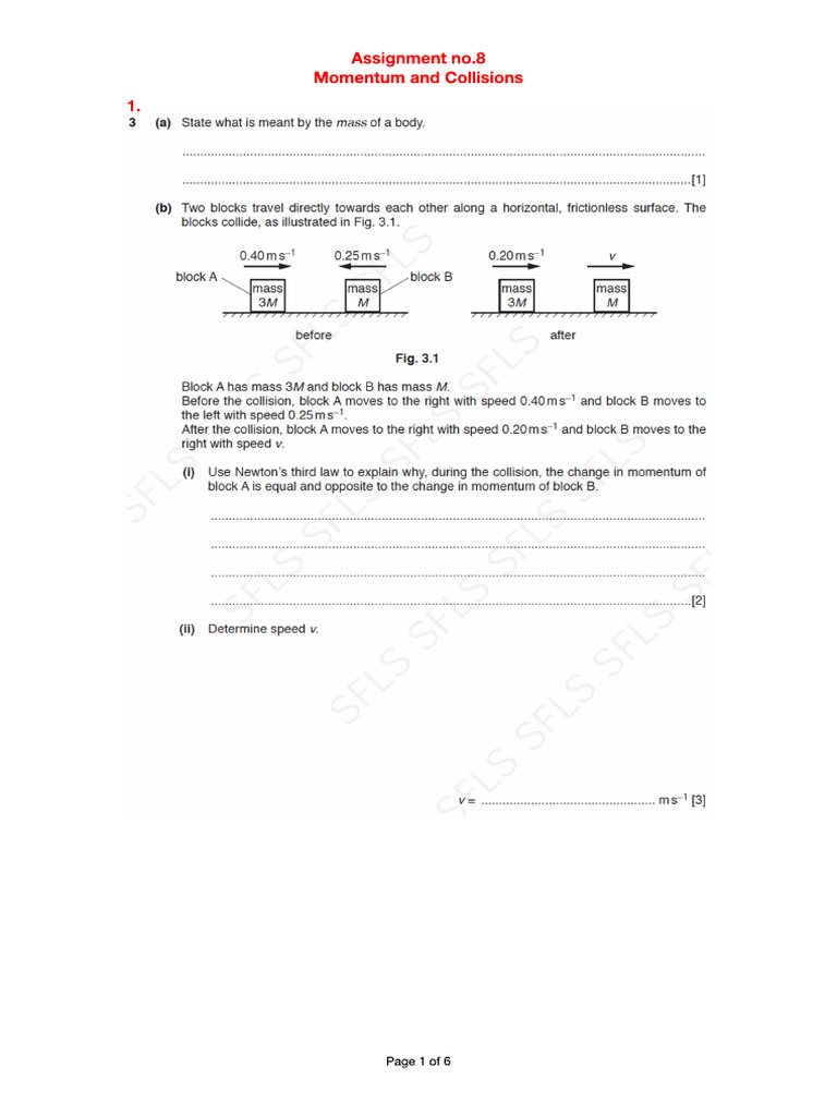 Momentum and Collision-Assignment No.8 | PDF