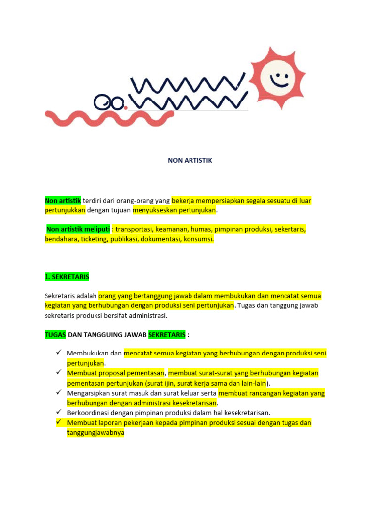 Materi Tata Artistik Dan Non Artistik Kls X | PDF | Seni & Disiplin ...