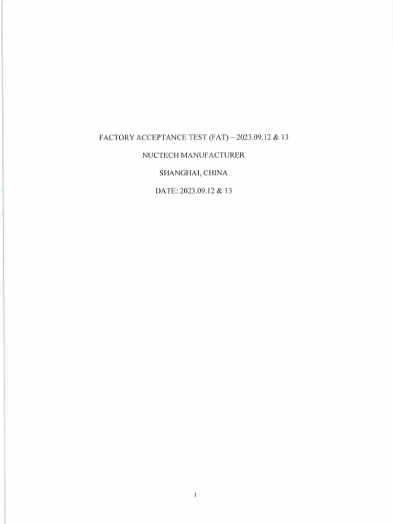 Factory Acceptance Test (FAT) | PDF