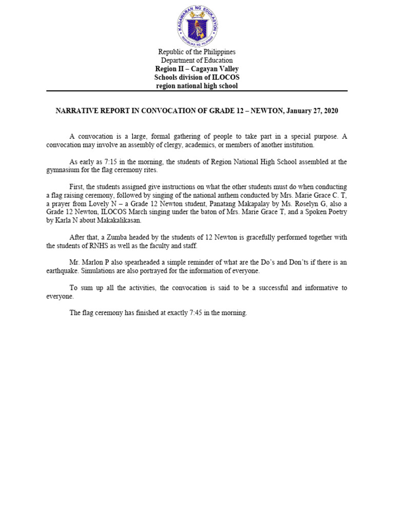 NARRATIVE CONVOCATION (2) | PDF