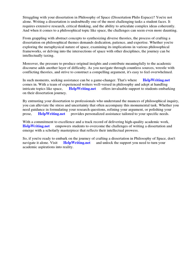 Dissertation Help in Philosophy of Space | PDF | Liberal Arts Education ...