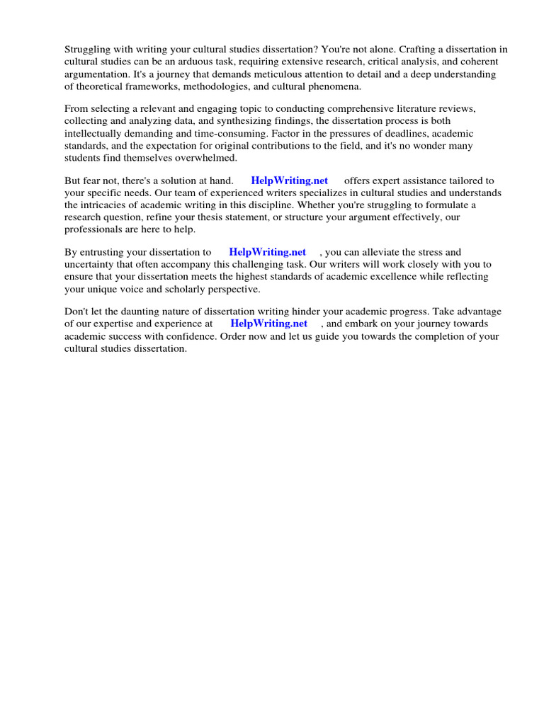 Cultural Studies Dissertation Examples | PDF
