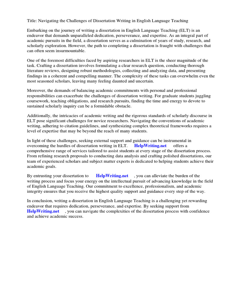 Dissertation in English Language Teaching | PDF | Thesis | English As A ...