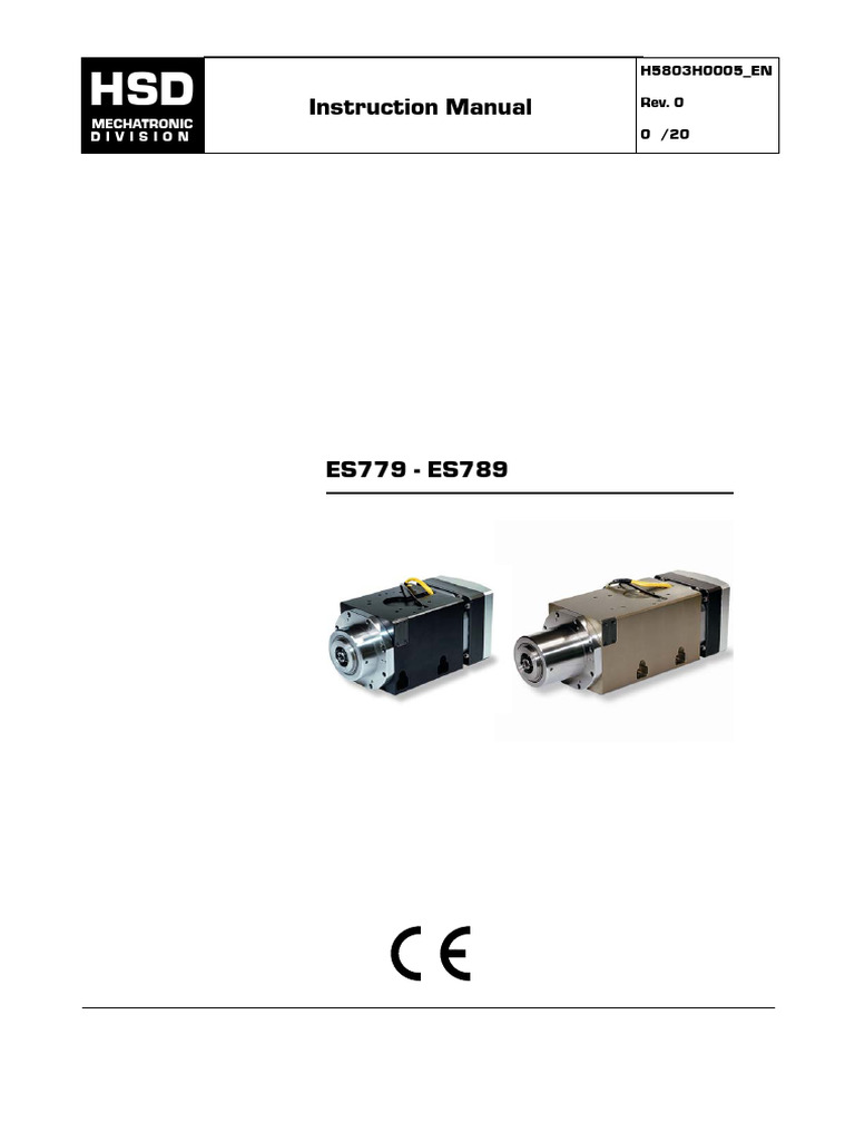HSD Spindle Manual ES779 ES789 English | PDF | Torque | Power (Physics)