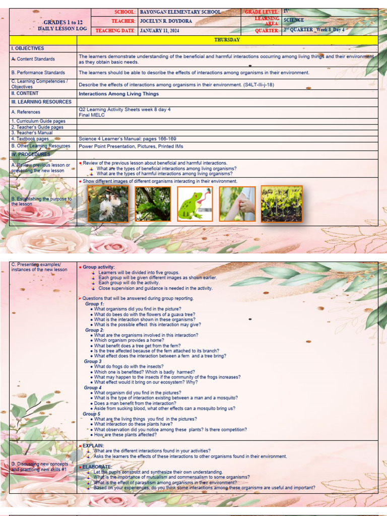 2nd_COT_DLL_Jan_Science | PDF | Learning | Flowers