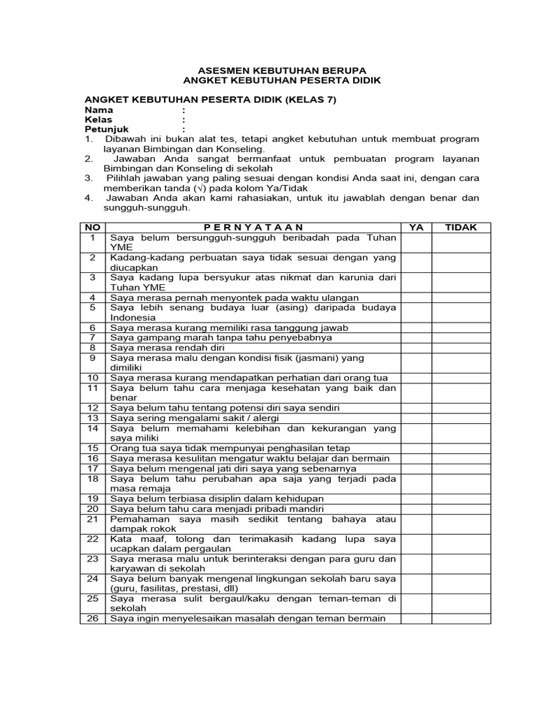 d. Angket Akpd Dan Angket Diagnostik Merdeka Belajar | PDF