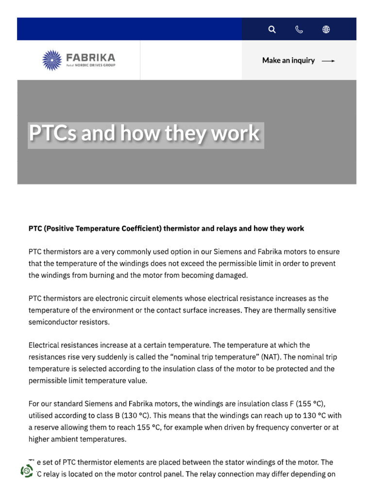 PTCs & (Nominal Trip Temperature) [NAT] | PDF