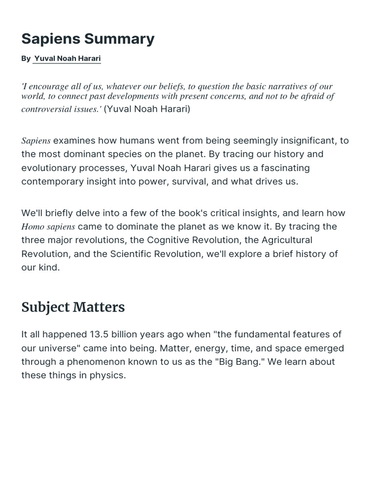 Sapiens | PDF | Homo | Human