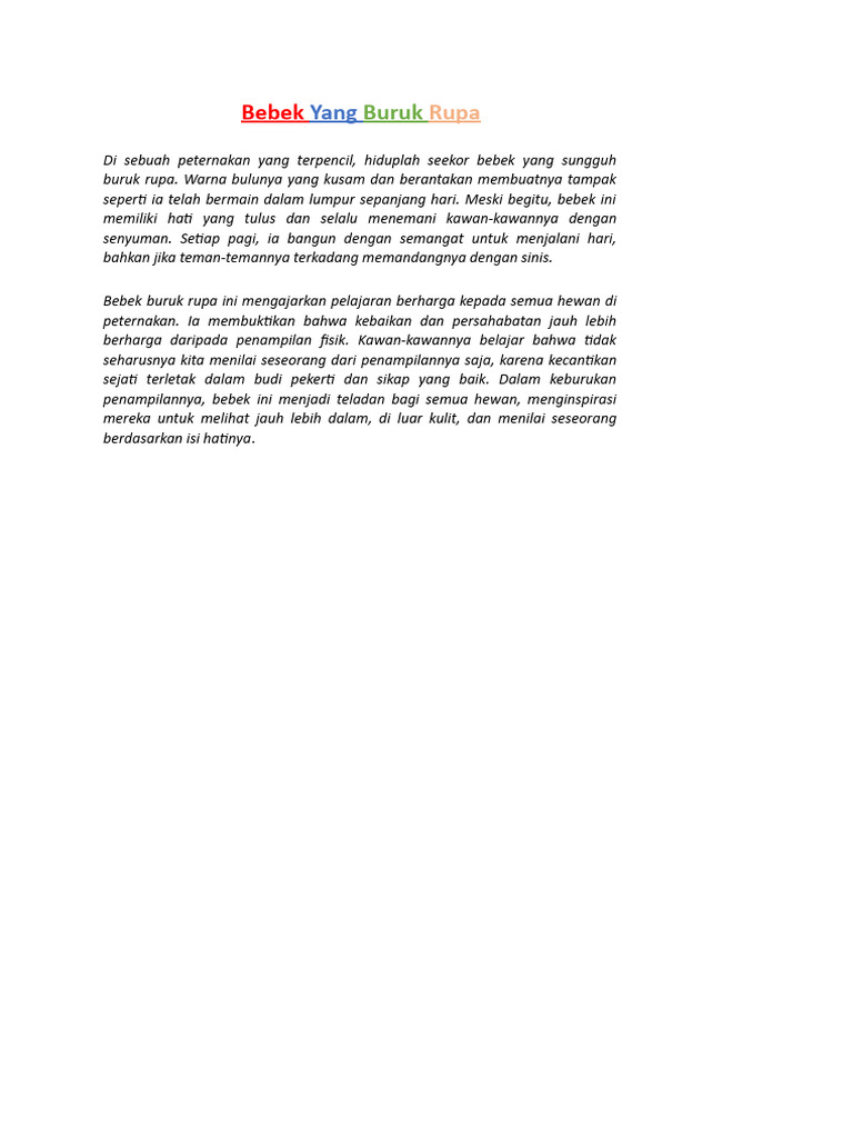 Bebek Yang Buruk Rupa | PDF | Memasak, Makanan, & Anggur | Griya & Taman