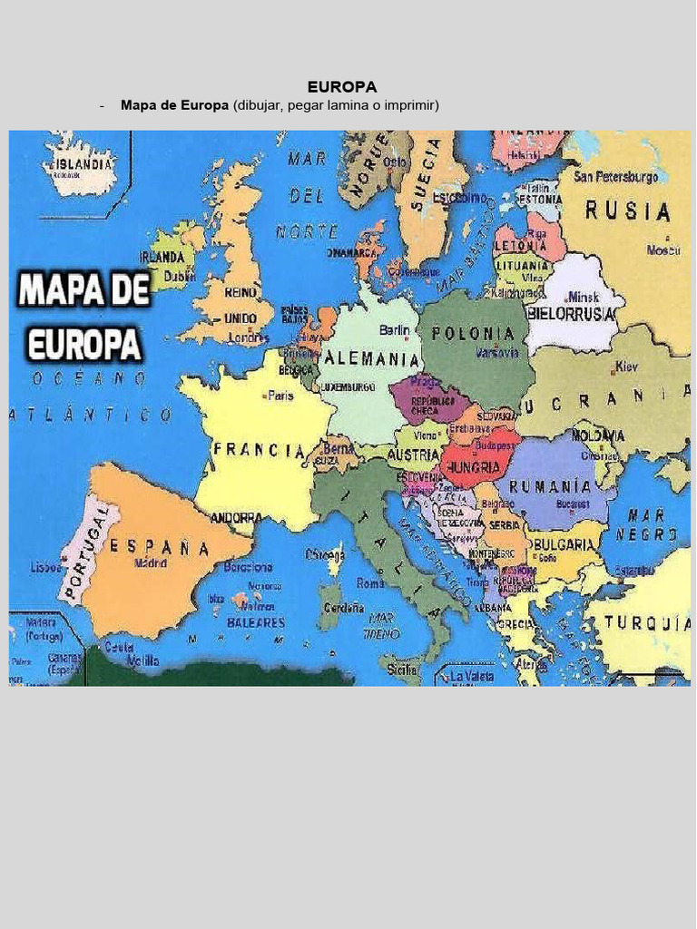 Mapa Político de Europa para Imprimir | PDF | Europa | Euro