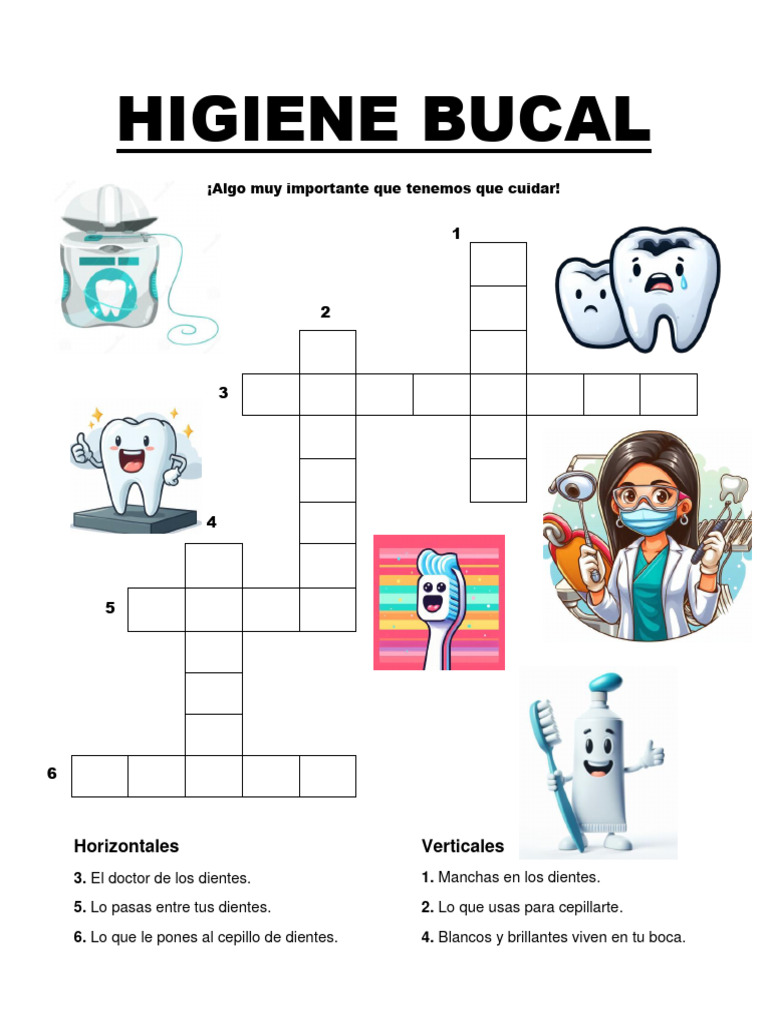 Crucigrama - Higiene Bucal SIN RESOLVER | PDF