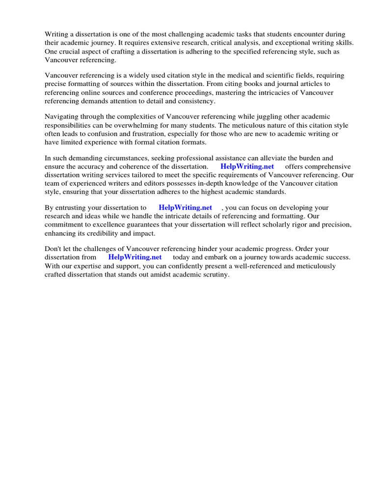 Vancouver Referencing Dissertation | PDF | Citation | Academic Journal