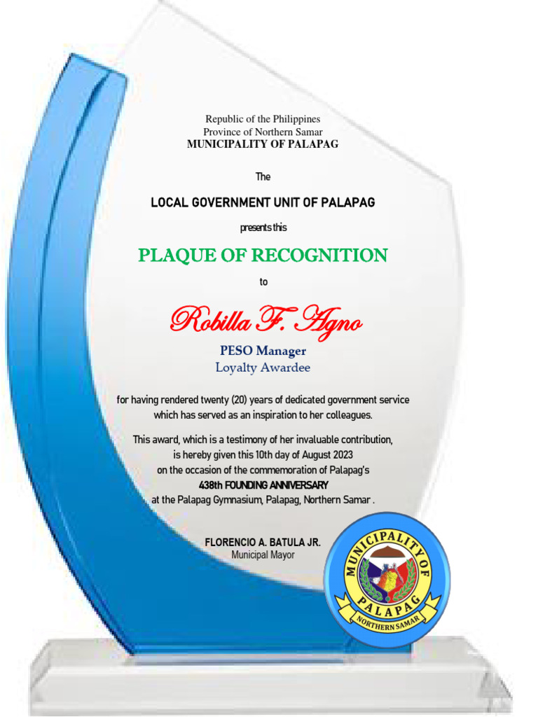 Template Plaque | PDF | Public Administration | Governance