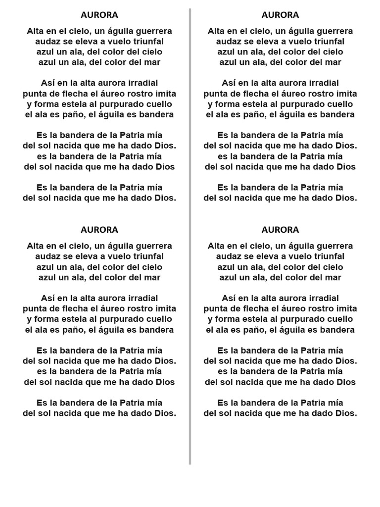Letra del Himno Aurora Argentina | PDF | Arte | Poesía