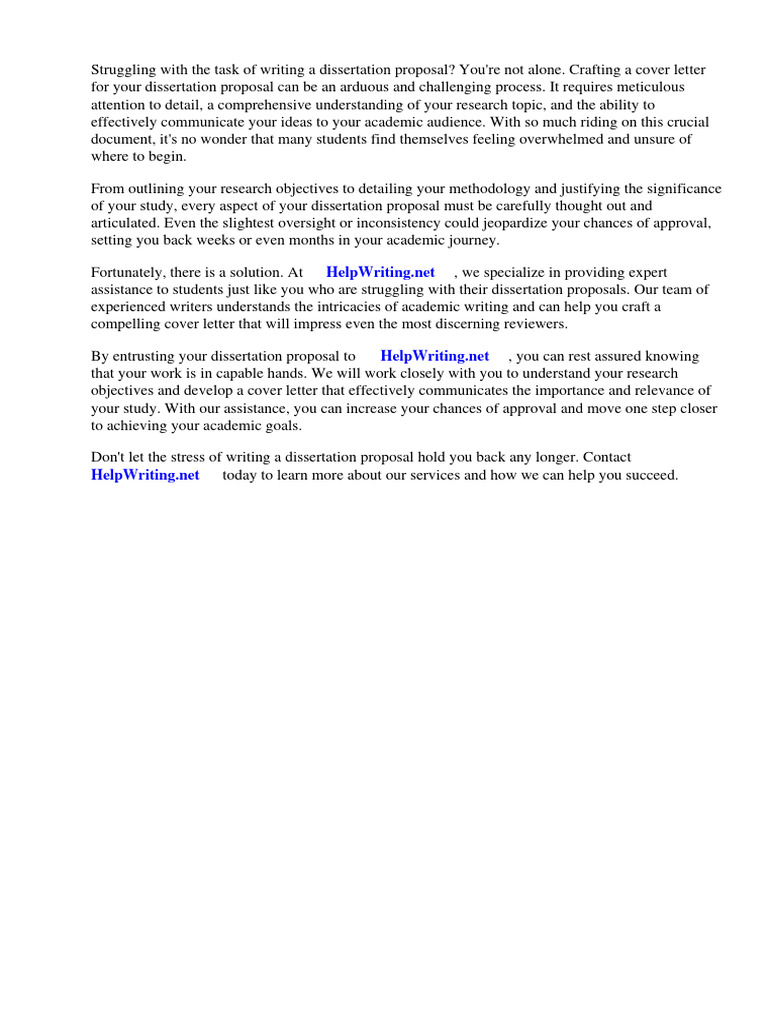 Cover Letter For Dissertation Proposal | PDF | Thesis | Essays
