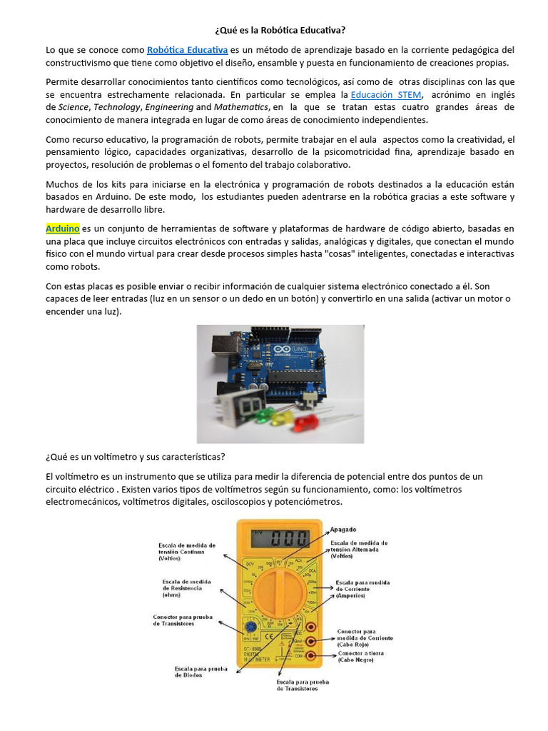 Qué Es La Robótica Educativa | PDF | Entorno de desarrollo integrado | Arduino