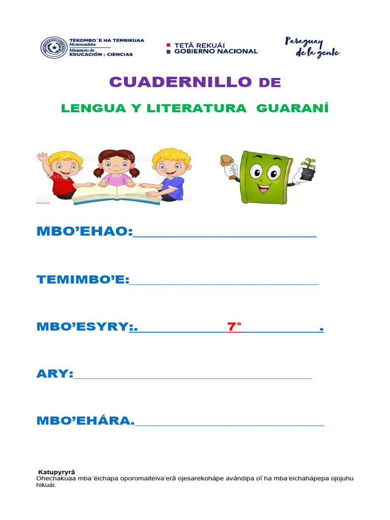 Cuadernillo De Guaraní 7 Pdf Grafemas Ortografía