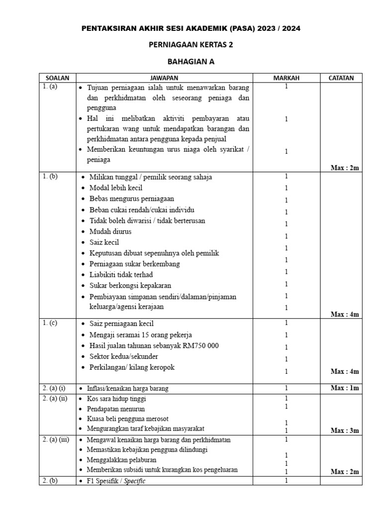 Skema Jawapan Pasa 2023 | PDF | Pengelolaan Keuangan & Uang | Hukum
