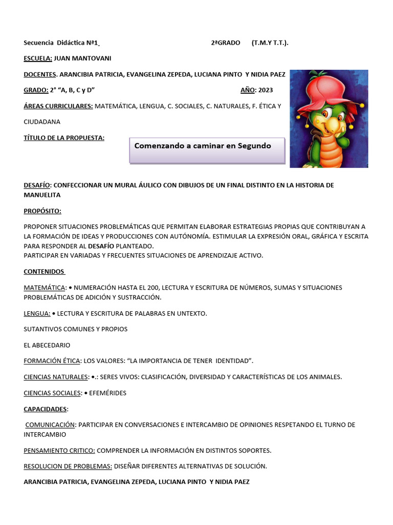 Secuencia Nº1 SEGUNDO 2023 | PDF | Comunicación | Aprendizaje