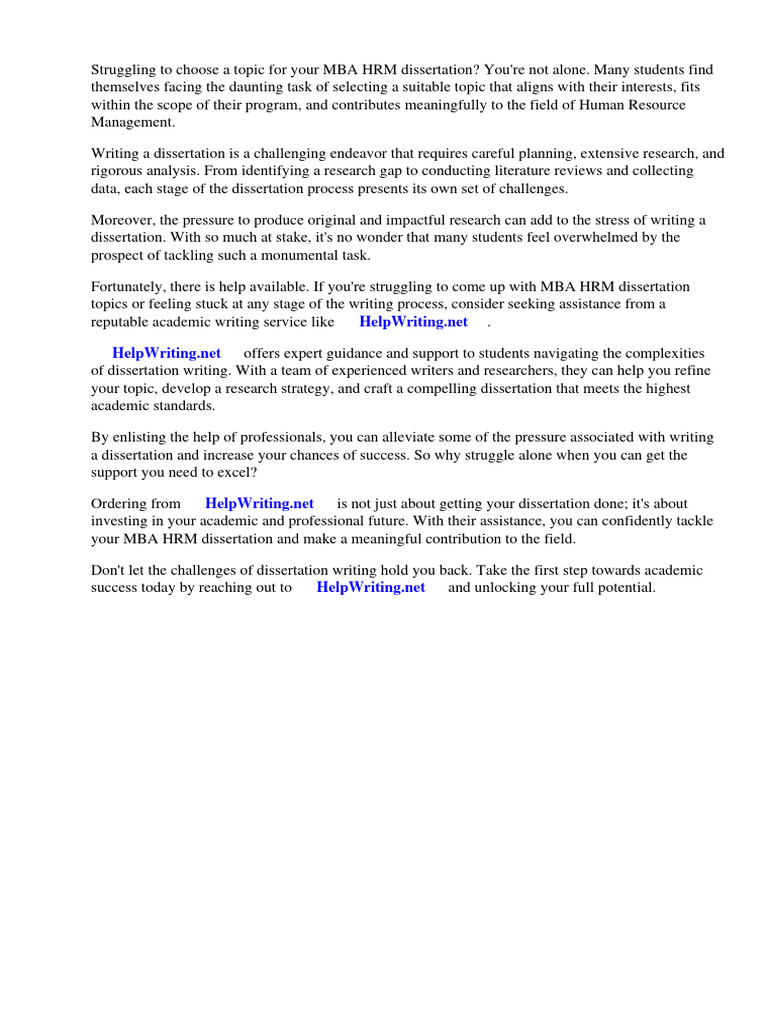 Mba HRM Dissertation Topics | PDF | Human Resource Management | Analysis