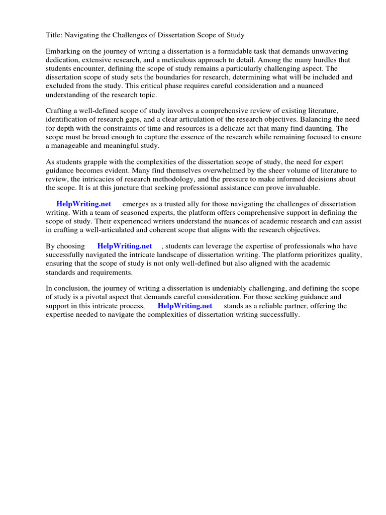 Dissertation Scope of Study | PDF | Information | Academic Publishing