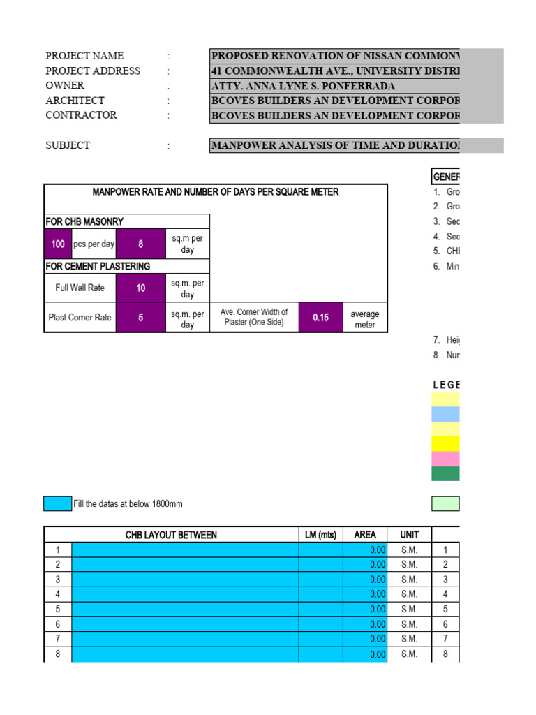 Formula Monitoring Masonry Work Days | PDF | Plaster | Masonry