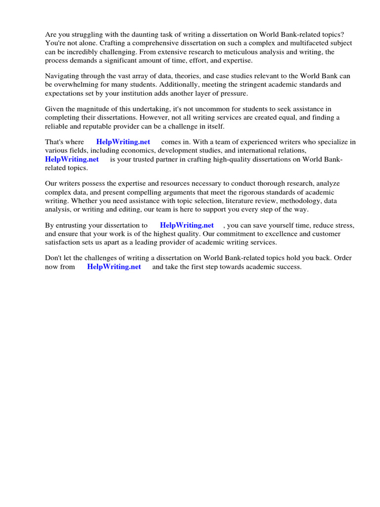 World Bank Dissertation | PDF | International Development Association | World Bank