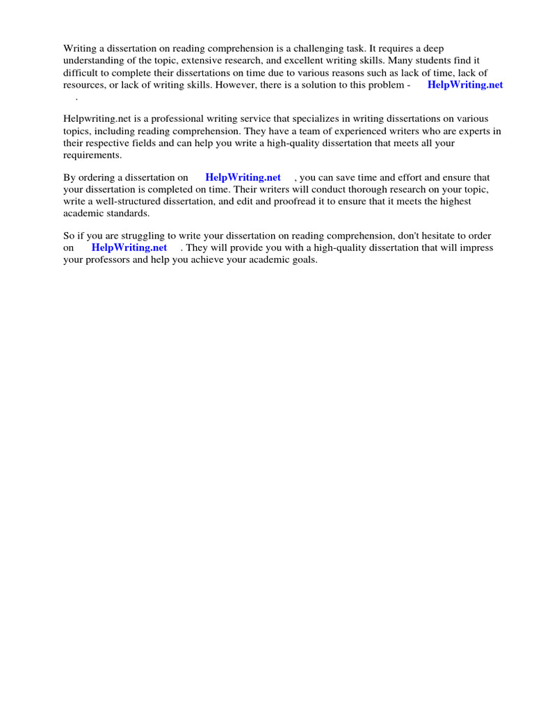 Dissertation About Reading Comprehension | PDF | Reading Comprehension | Thesis