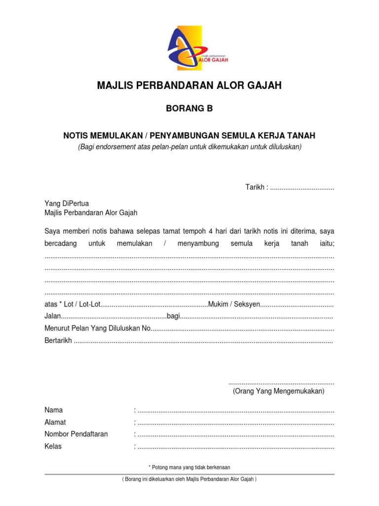 Borang B 1 Pdf