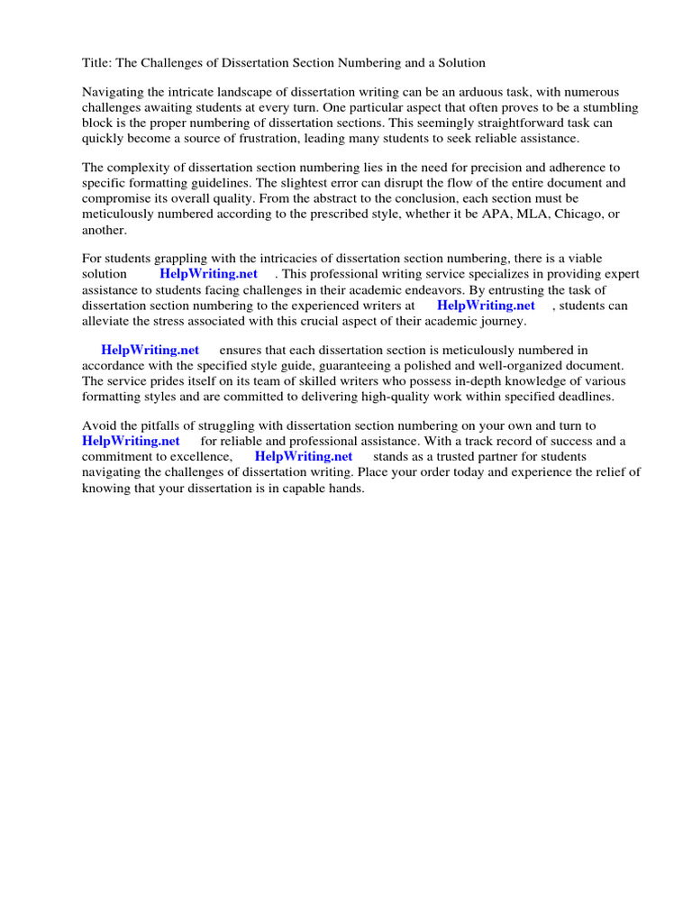 Dissertation Section Numbering Download Free Pdf Thesis Methodology