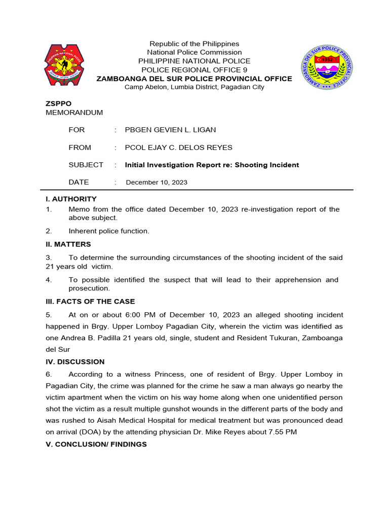 INITIAL-REPORT-1 | PDF | Police | Legal Action