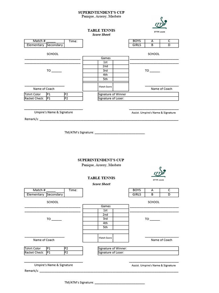 3A Palaro Score Sheet 2018 | PDF | Sports | Ball Games