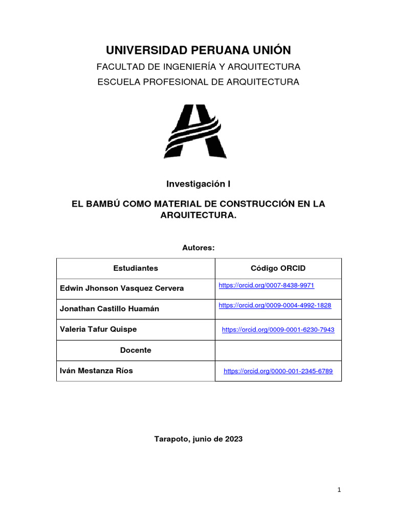 Bambú: Innovación en Construcción Sostenible | PDF | Sustentabilidad ...