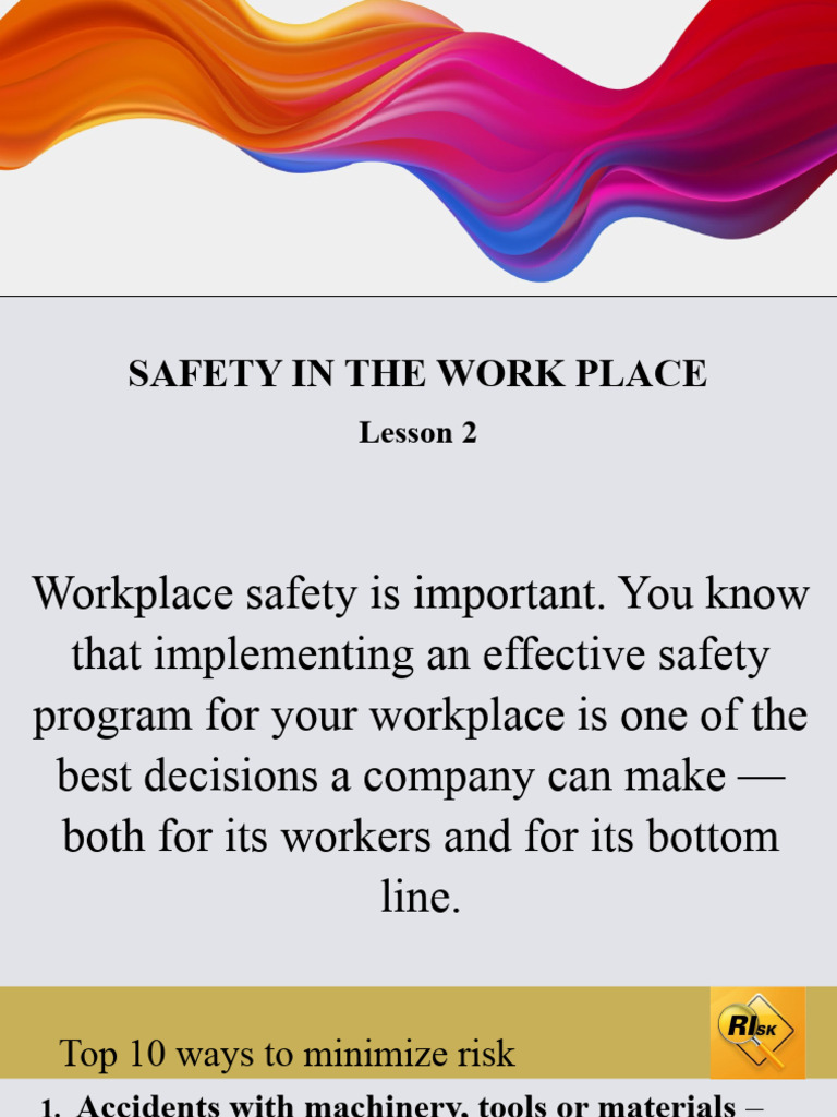 Lesson 2 Safety in The Work Place | PDF | Safety | Risk