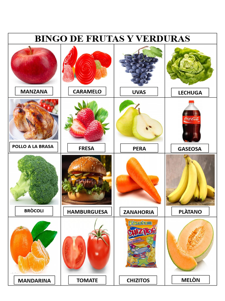BINGO DE FRUTAS Y VERDURAS | PDF